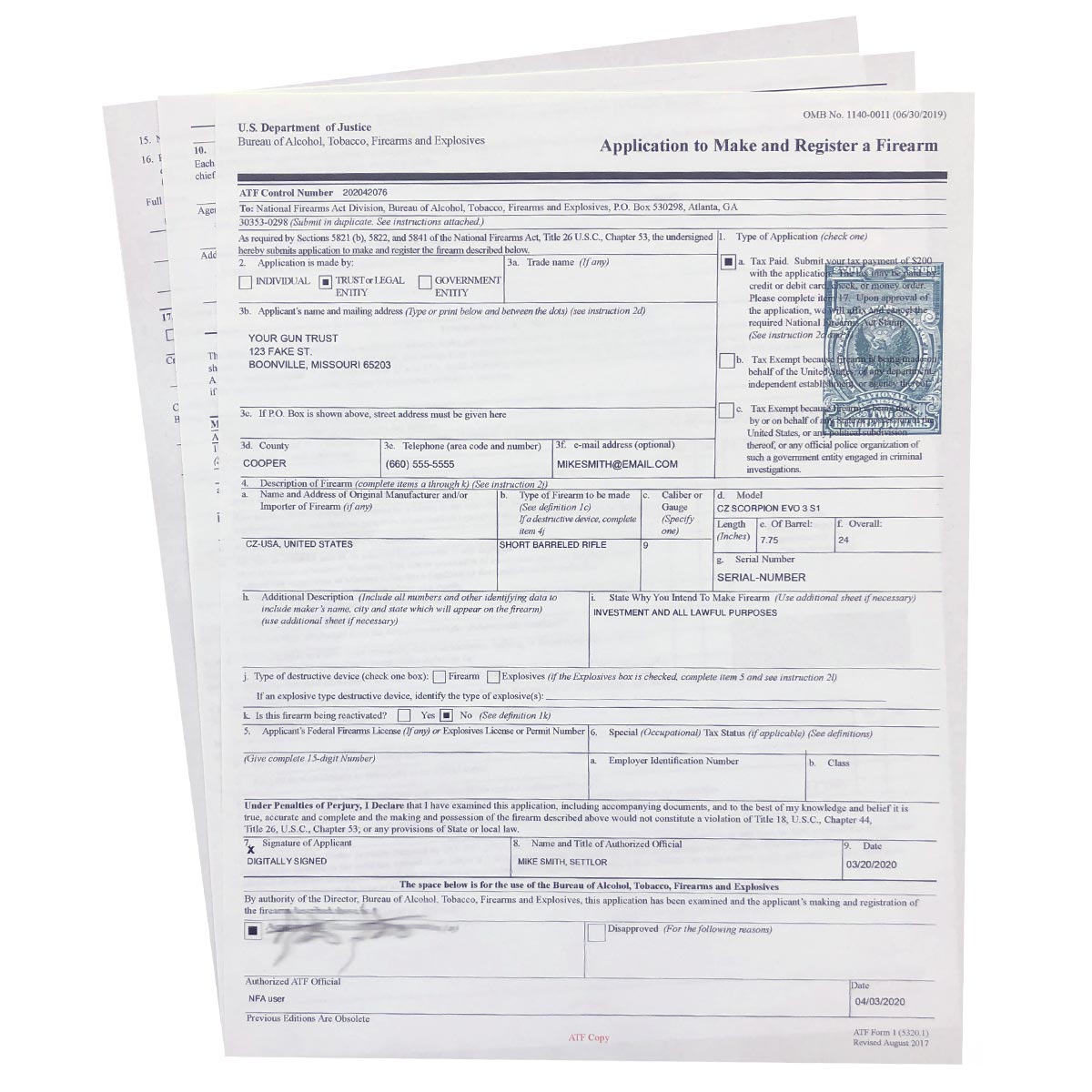 Approved ATF EForm Tax Stamp Printing Service National Gun Trusts Approved ATF EForm Tax Stamp Printing Service National Gun Trusts